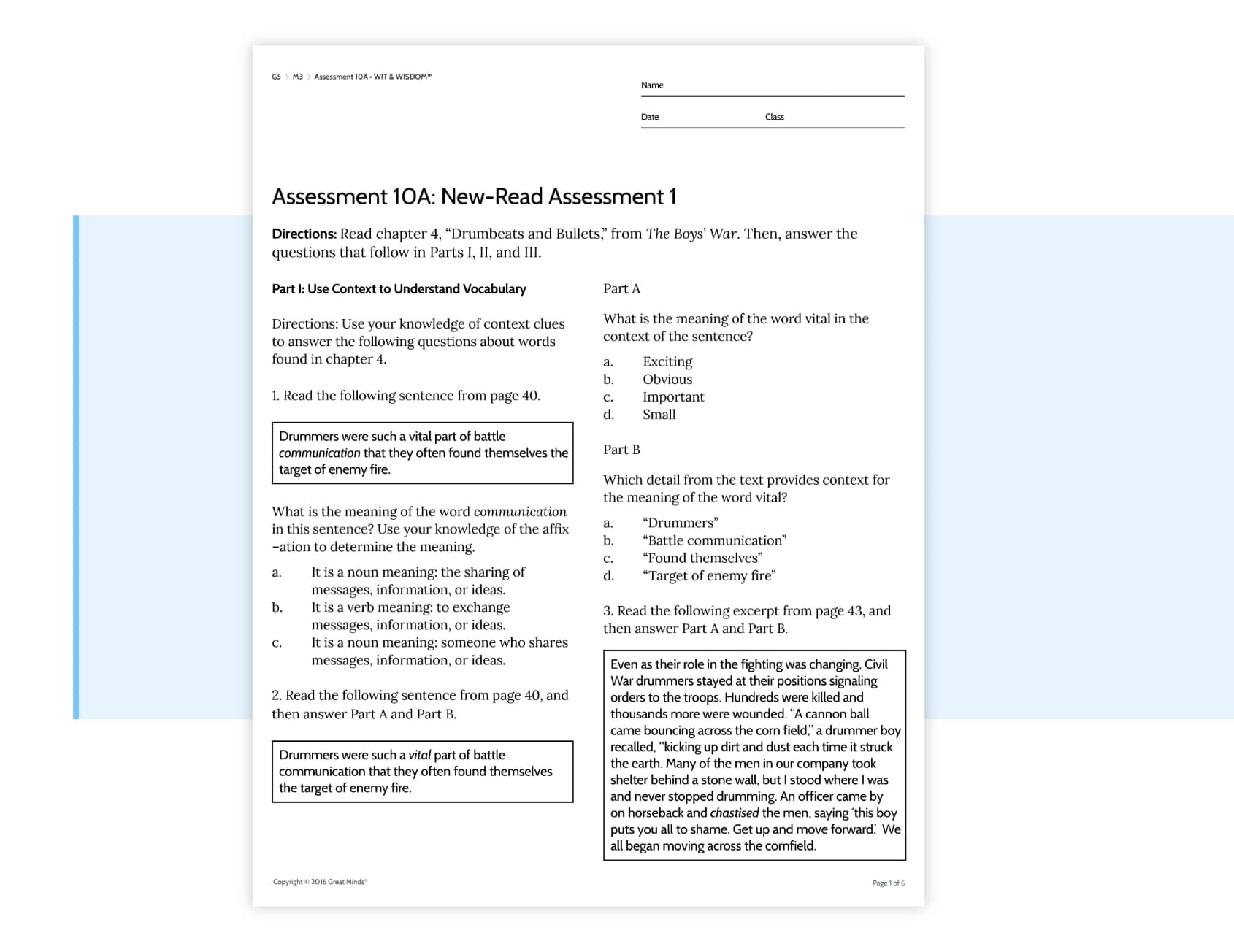 Wit Wisdom Assessments Great Minds 